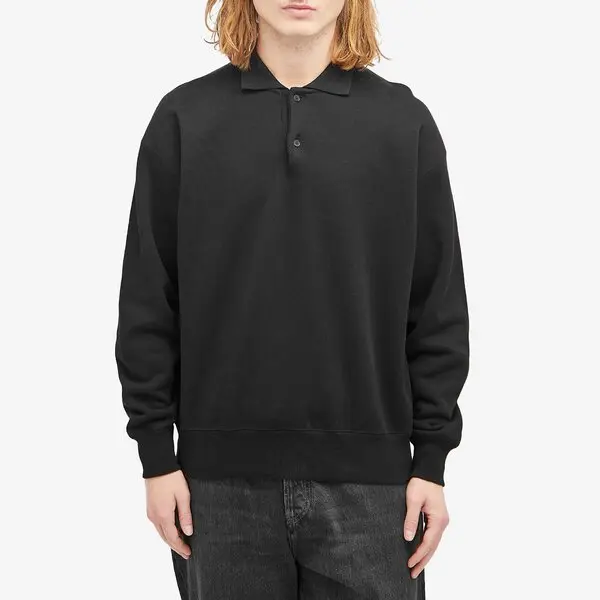 Auralee Super Soft Polo Sweat In Black - 30% Off | Editorialist