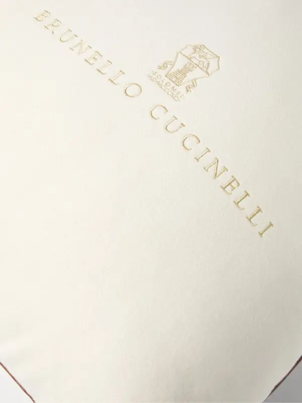 Brunello Cucinelli Logo-Embroidered Cushion In White - 40% Off