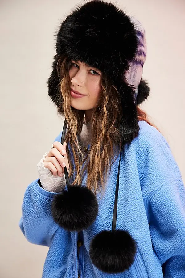 Free People Flannel Trapper Hat - Blue | Editorialist display picture 1
