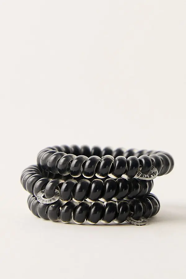 TELETIES Large Coil Hair Tie Pack - Jet Black