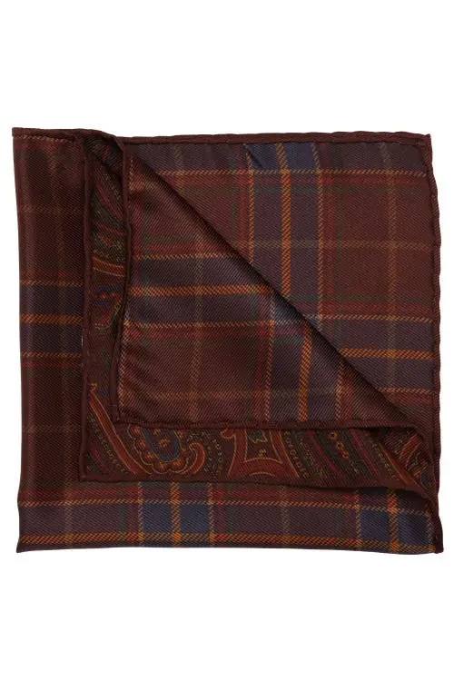 ELIZABETTA Positanodouble Sided Silk Pocket Square For - Burgundy