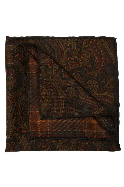ELIZABETTA Positanodouble Sided Silk Pocket Square For - Green