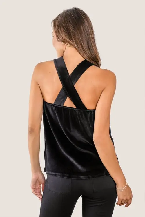 JJWINKS Velour Halter Top - Black