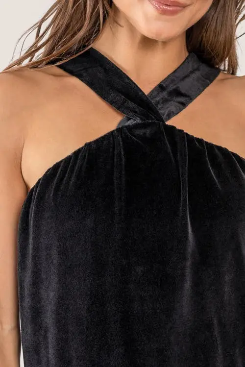 JJWINKS Velour Halter Top - Black