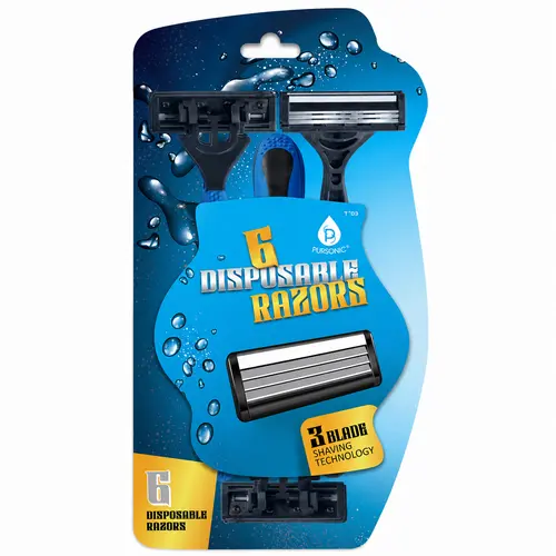 PURSONIC Mario Lopez 6 Disposable Razors - Blue
