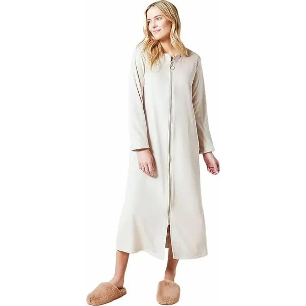 SOFTIES Serenity Sweetheart Neck Zip Robe - Coco