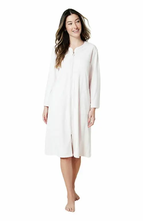 SOFTIES Serenity 3/4 Sleeve Short Zip Robe - Blush Pink