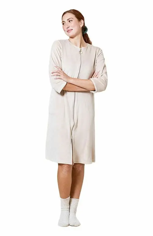 SOFTIES Serenity 3/4 Sleeve Short Zip Robe
