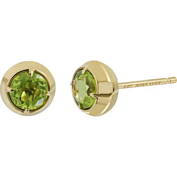 Bony Levy 14k Gold Peridot Stud Earrings - 14ky Blue Topaz
