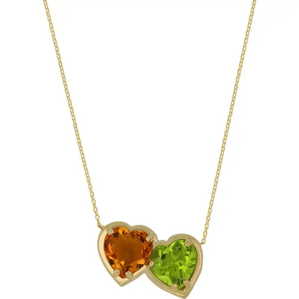 Bony Levy 14k Gold Peridot & Citrine Heart Pendant Necklace - 14ky Peridot/ Citrine