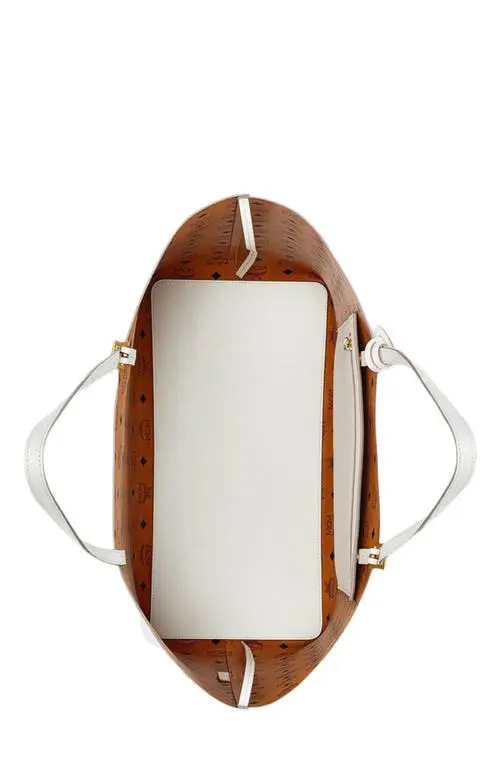 Mcm Himmel Embossed Logo Shopper - Egret