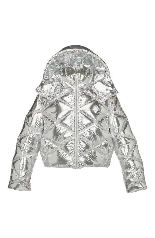 Mcm Quilted Puffer Jacket - Silver