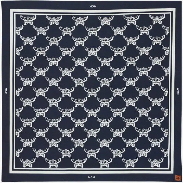 Mcm Lauretos Monogram Bandana Scarf - Navy