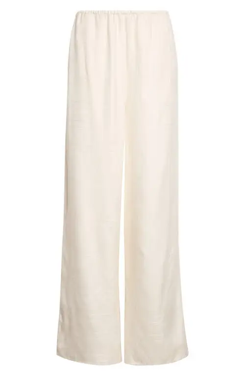 TOTEME Monogram Embroidered Flannel Wide Leg Pants - Ecru