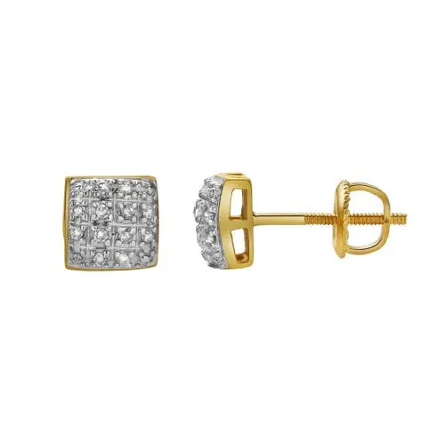 LUVMYJEWELRY Nova Cluster Diamond Stud Earrings - 10k Yellow Gold