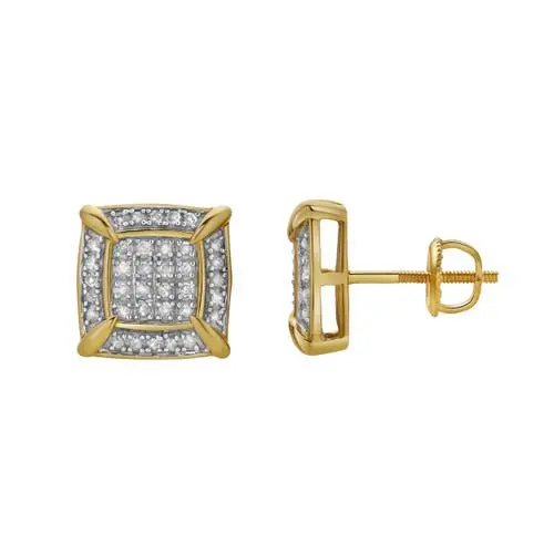 LUVMYJEWELRY Diamond Cluster Earrings - 10k Yellow Gold