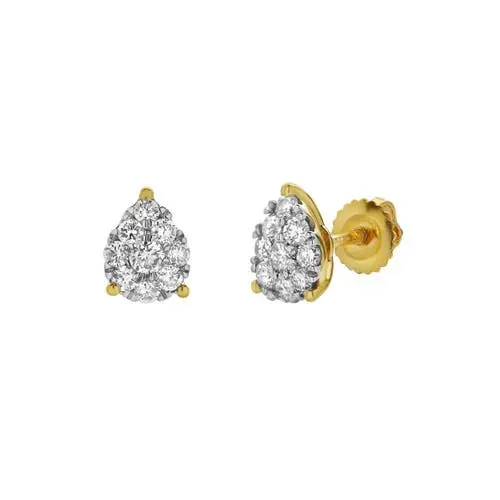 LUVMYJEWELRY Poire Cluster Lab Grown Diamond Earrings - 14k Yellow Gold