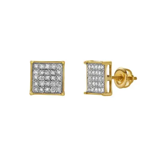 LUVMYJEWELRY 0.24 Ctw Diamond Clustered Stud Earrings - 10k Yellow Gold