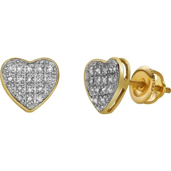 LUVMYJEWELRY 0.09 Ctw Diamond Cluster Earrings - 10k Yellow Gold