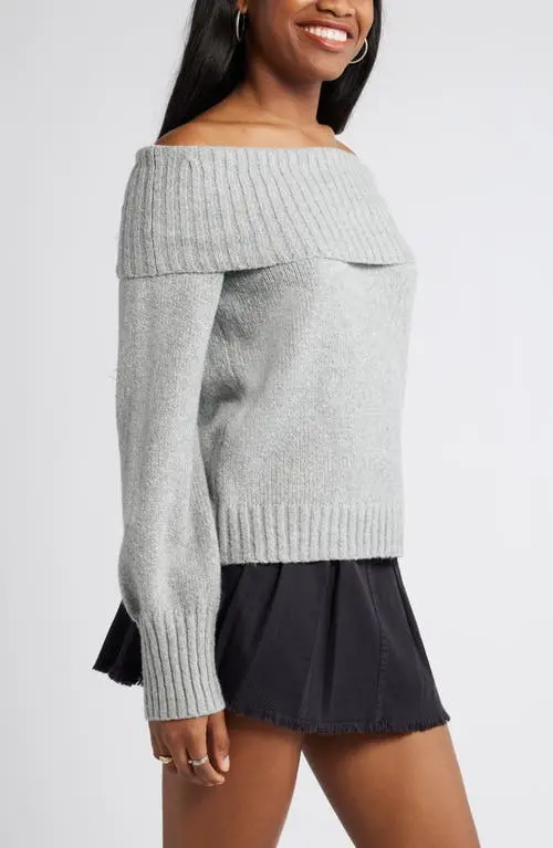 Bp. Off-the-shoulder Sweater - Grey Heather