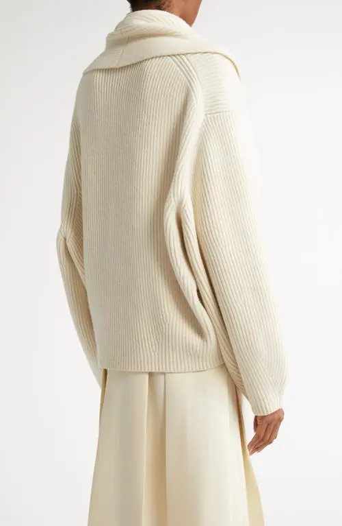 TOTEME Double-breasted Shawl Collar Wool Blend Rib Cardigan