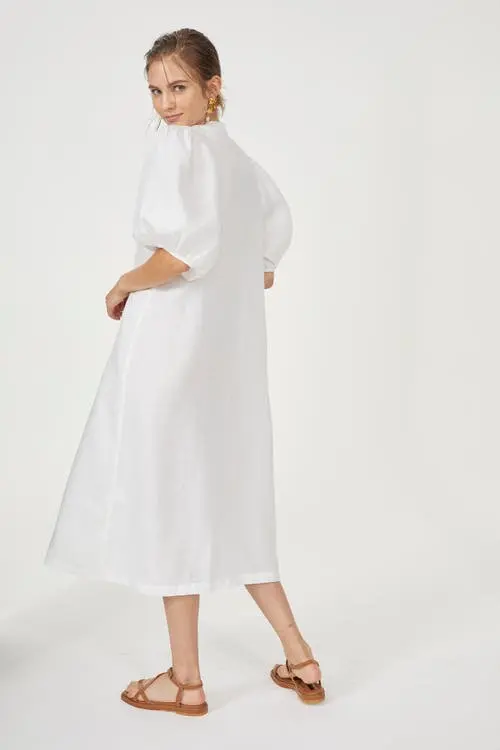 Lanhtropy Bubble Linen Dress - White