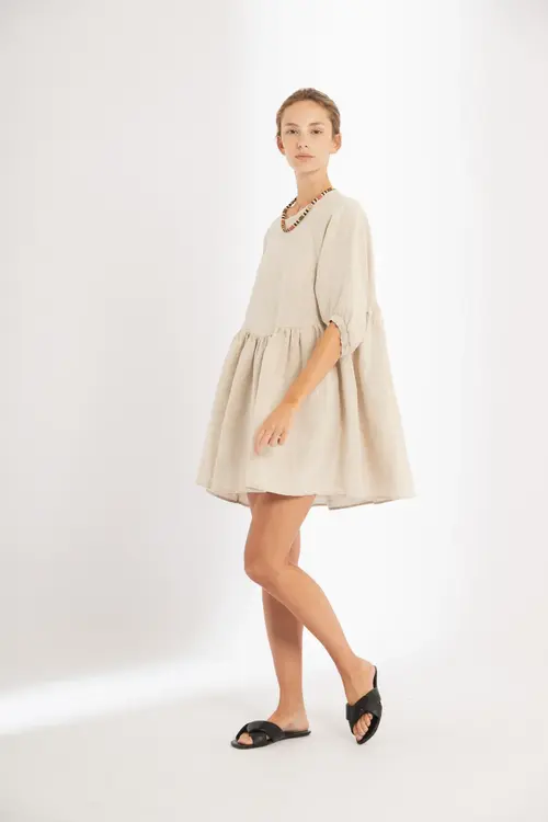 Lanhtropy Alcala Linen Mini Dress - Natural