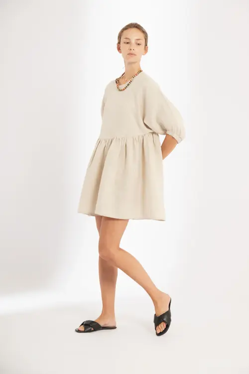 Lanhtropy Alcala Linen Mini Dress - Natural