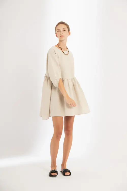 Lanhtropy Alcala Linen Mini Dress - Natural