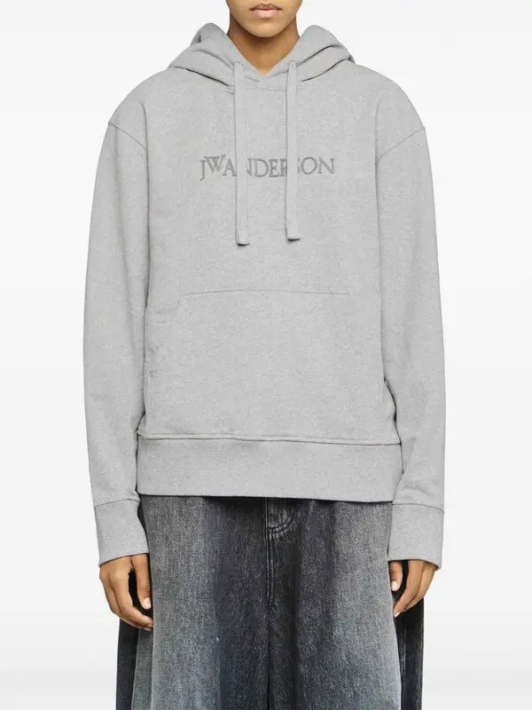 JW Anderson Logo-embroidered Hoodie - Grey