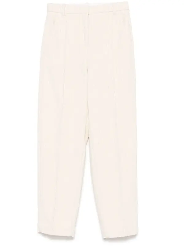 Hugo Boss High-Waist Corduroy Trousers In White 20% Off