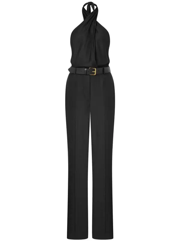 Moschino Belted Halterneck Jumpsuit - Black