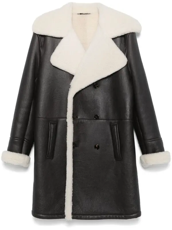 Dolce & Gabbana Leather Shearling Coat