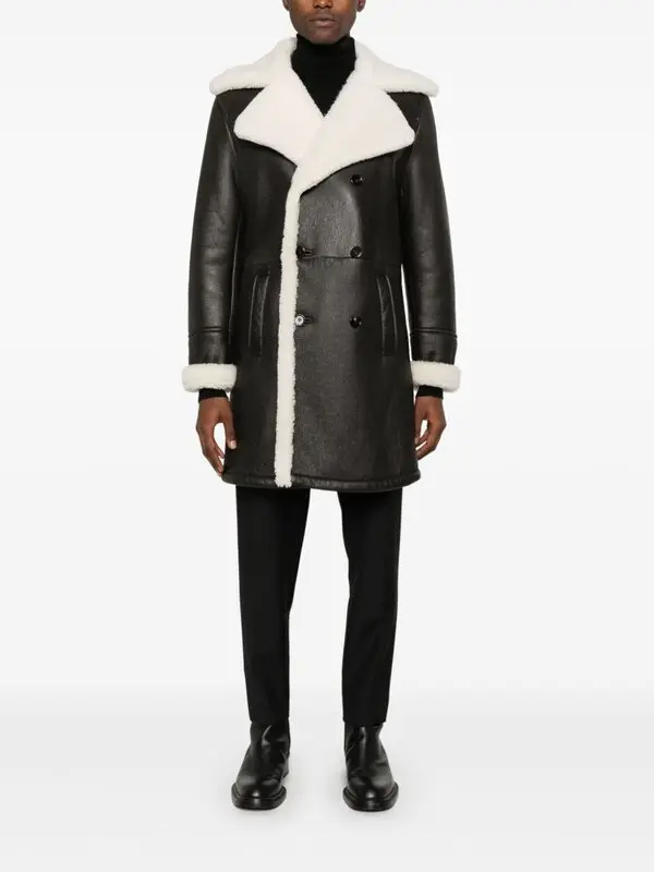 Dolce & Gabbana Leather Shearling Coat