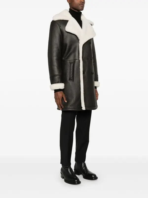 Dolce & Gabbana Leather Shearling Coat