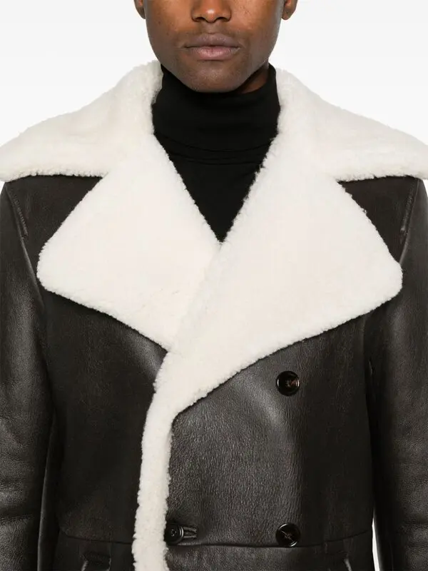 Dolce & Gabbana Leather Shearling Coat