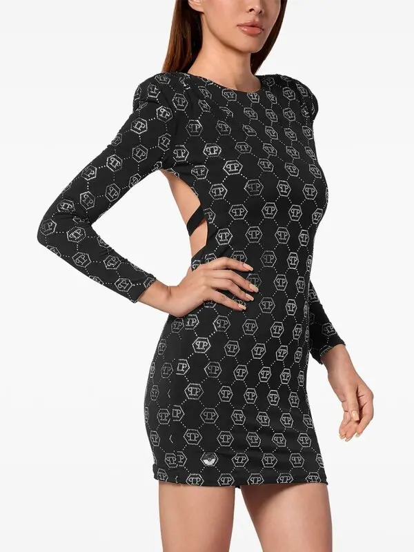 Philipp Plein Monogram Jacquard Shoulder Pad Dress