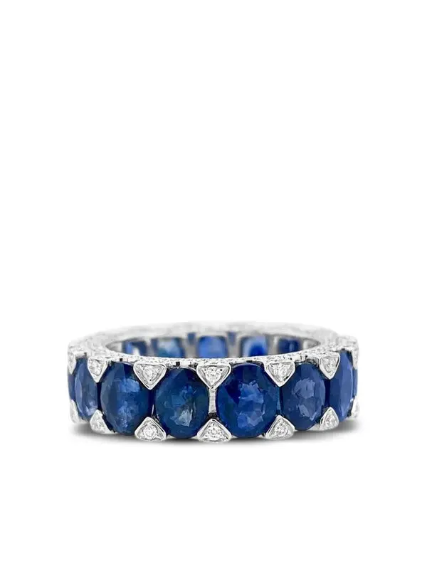 HYT JEWELRY 18kt White Gold Diamond And Sapphire Eternity Ring - Silver