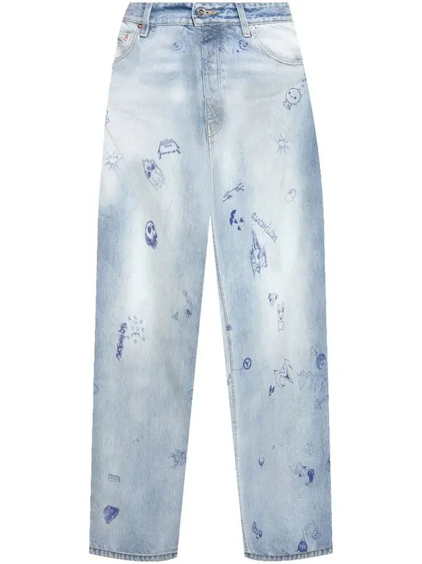 Vetements Printed Wide-leg Jeans