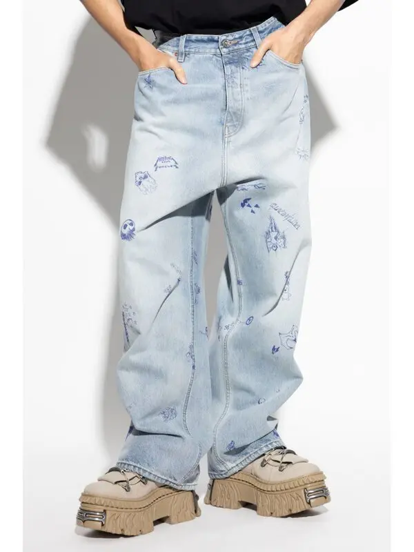 Vetements Printed Wide-leg Jeans