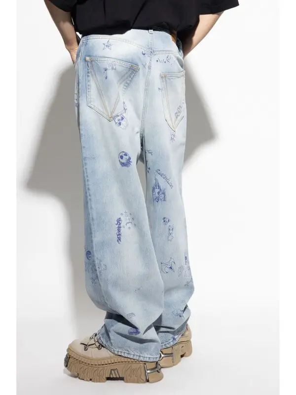 Vetements Printed Wide-leg Jeans