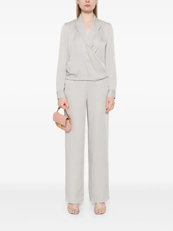 Theory Peak Lapel Wrap Blouse - Grey