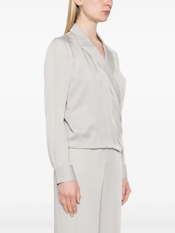 Theory Peak Lapel Wrap Blouse - Grey