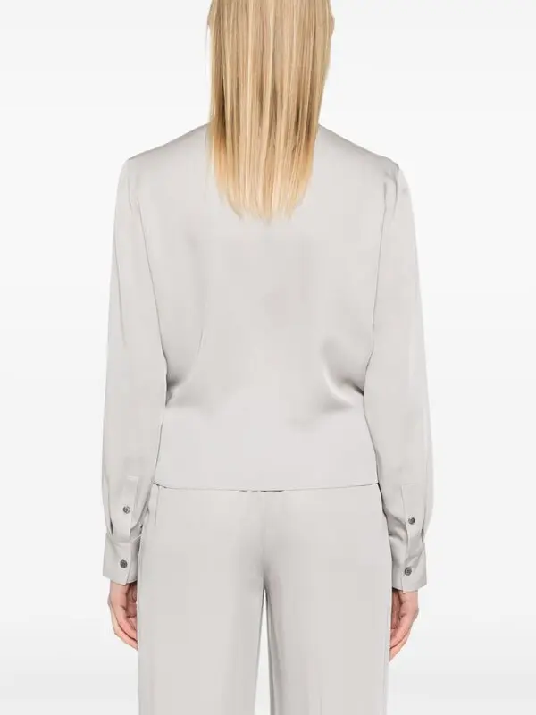 Theory Peak Lapel Wrap Blouse - Grey