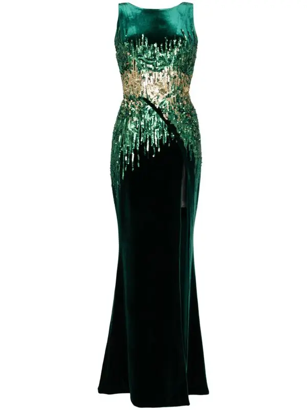 SAIID KOBEISY Sequin Velvet Gown