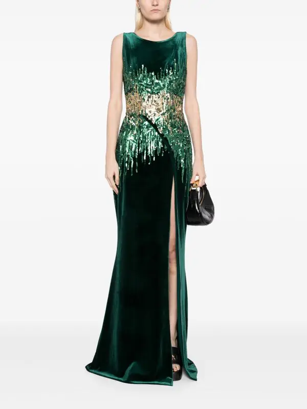 SAIID KOBEISY Sequin Velvet Gown