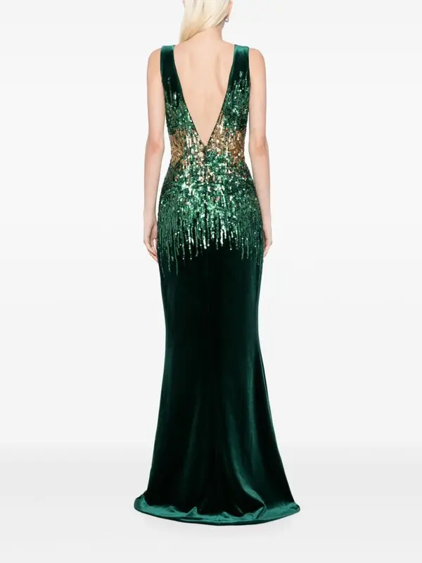 SAIID KOBEISY Sequin Velvet Gown