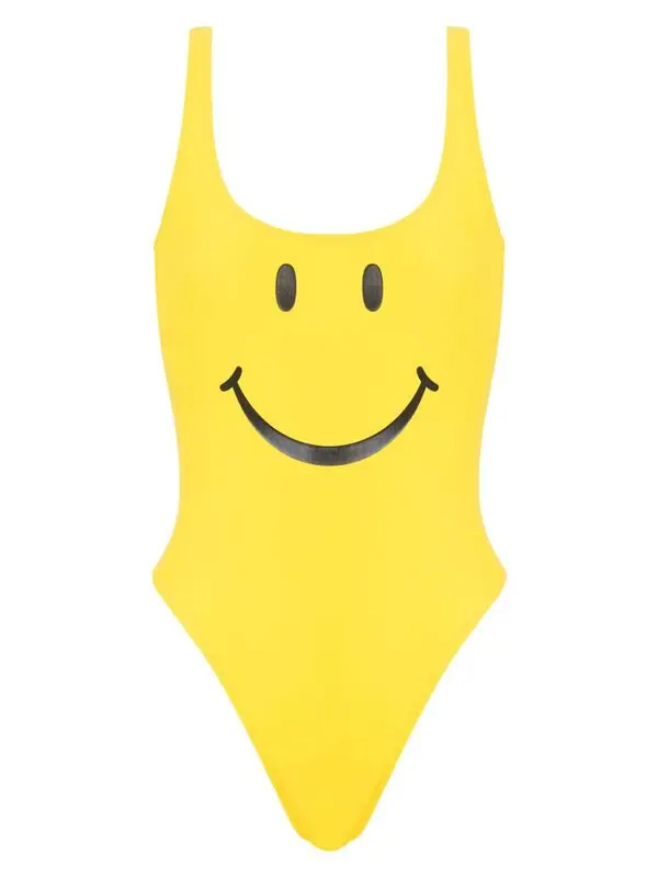 Moschino Smiley Face-motif Swimsuit - Yellow