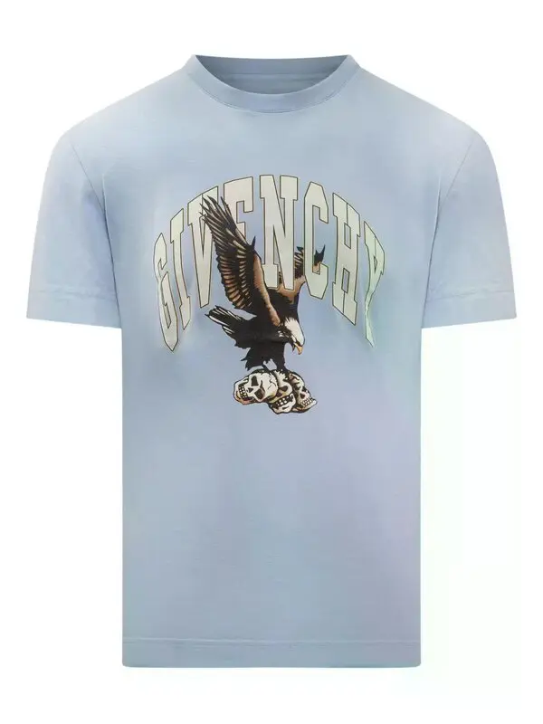 Givenchy Eagle Logo-print Cotton T-shirt - Blue
