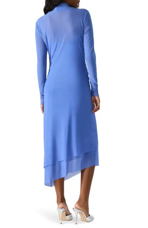 Steve Madden Blare Long Sleeve Mesh Midi Dress - Cobalt